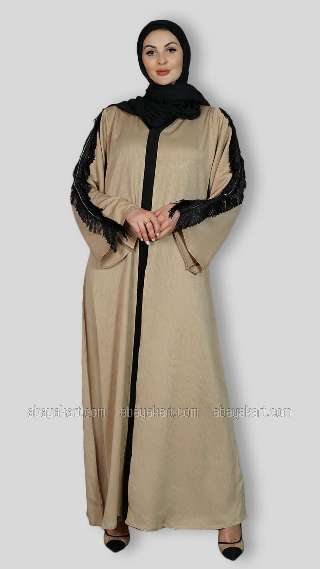 Indonesian Zoom Simple Free Size Abaya With Lace Work On Sleeve And ...