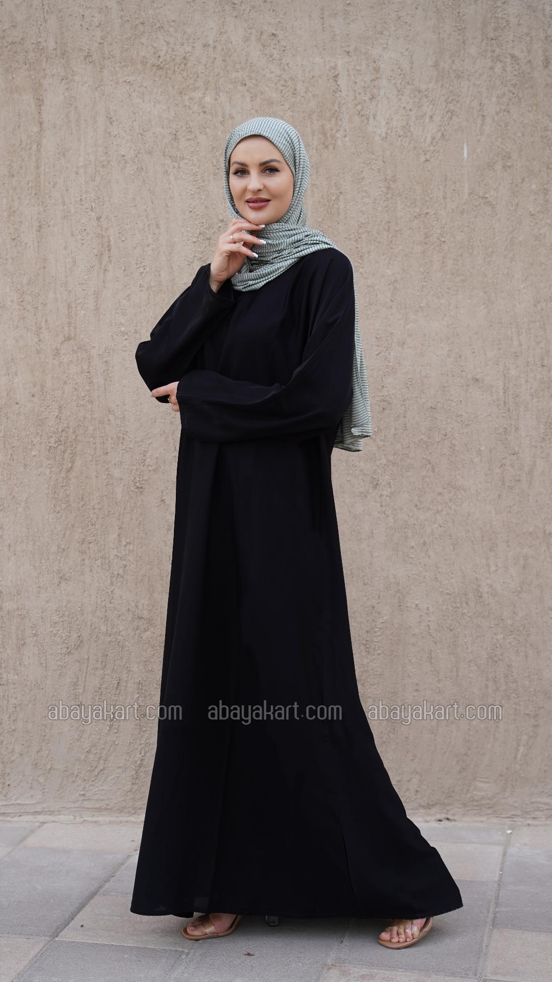 Simple Plain Abaya In Black | Abayakart.com